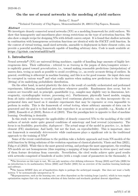 Pdf On The Use Of Neural Networks In The Modeling Of Yield Surfaces