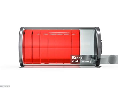 빨간색 충전 표시등에 있는 배터리 아이콘입니다 3d 0명에 대한 스톡 사진 및 기타 이미지 0명 3차원 형태 가득 찬 Istock