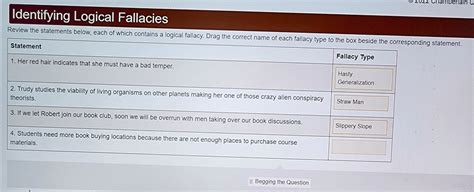 Chamberlain U Identifying Logical Fallacies Review The Statements Below Each Of Which Contains