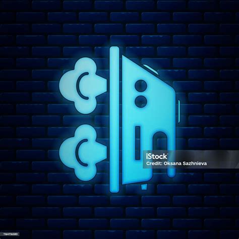 빛나는 네온 전기 철 아이콘 벽돌 벽 배경에 격리 스팀 다리미 벡터 일러스트레이션 가사 집안일에 대한 스톡 벡터 아트 및 기타 이미지 가사 집안일 가정 생활 다리미