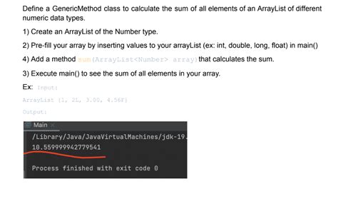 Solved Define A Genericmethod Class To Calculate The Sum Of Chegg