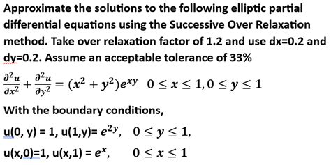 Solved Approximate The Solutions To The Following Elliptic