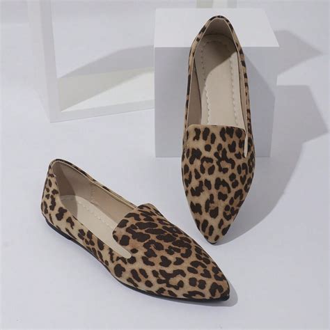 Chaussures Plates Pour Femmes Décontractées Imprimé Léopard Mocassins Souples Respirants Et