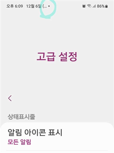 퀵스타 날짜표시하면 상태표시줄 알림아이콘 표시 안되는 오류 너무불편 Samsung Members