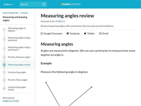 Khan Academy Review Measuring Angles Review Handout For 4th Grade Lesson Planet