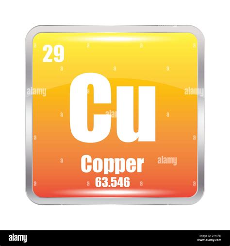 Copper Symbol Icon Element Cu 29 Atomic Mass 63 546 Vector Element Stock Vector Image And Art