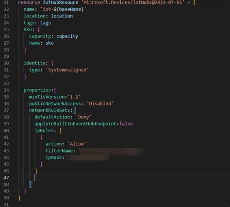 Iot Hub Set Public Access To Selected Ip Ranges Via Bicep · Azure