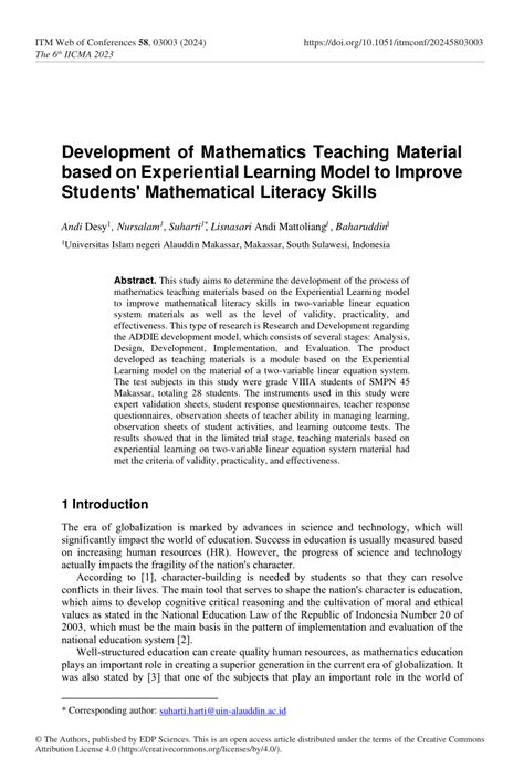 Pdf Development Of Mathematics Teaching Material Based On