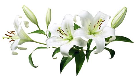 Realistic White Lily Clip Art Flower High Quality Isolated Photo