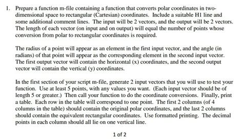 Solved 1 Prepare A Function M File Containing A Function