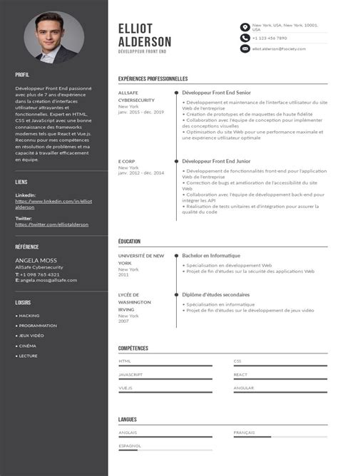 Modèle Et Guide De Cv De Développeur Front End