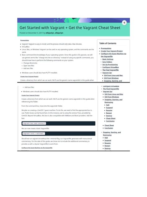 Vagrant Cheatsheet Pdf