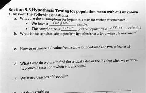 solved section 9 3 hypothesis testing for population mean with g is