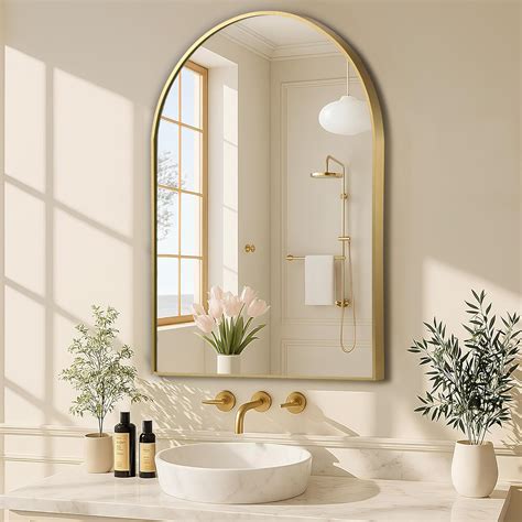 Mzon 24 36 Inch Arched Gold Mirror Arched Bathroom Mirror Arch Mirrors For Wall