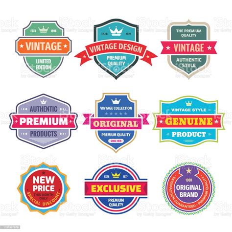 비즈니스 배지 레트로 빈티지 디자인 스타일에 설정 벡터 추상 엠 블 럼입니다 프리미엄 품질 만족 보장 오리지날 브랜드 독점적 인