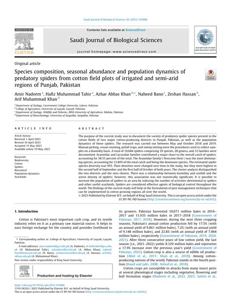 Pdf Species Composition Seasonal Abundance And Population Dynamics Of Predatory Spiders From
