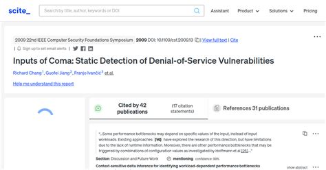 Inputs Of Coma Static Detection Of Denial Of Service Vulnerabilities