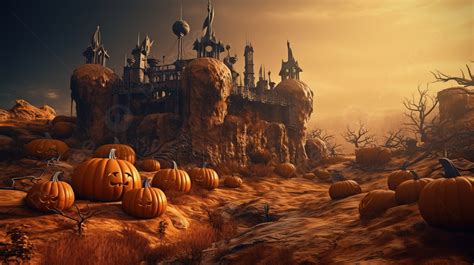 호박 사막 앞 할로윈 성 이미지 3d 렌더링 할로윈 배경 호박 성 고화질 사진 사진 할로윈 배경 일러스트 및 사진 무료 다운로드 Pngtree