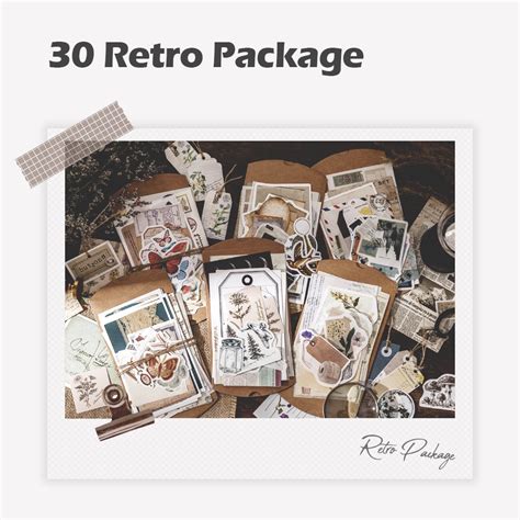 빈티지레트로 스타일 스티커페이퍼 30장 팩 콜라주 정크저널 다꾸