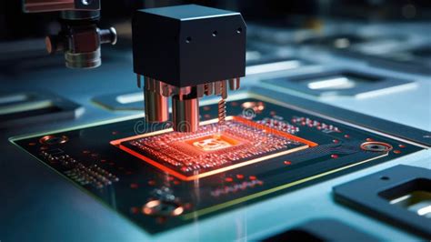 Production Of A Modern Microprocessor Stock Illustration Illustration Of Automation Modern