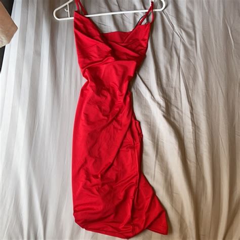 Windsor Dresses Windsor Small Red Satin Midi Bodycon Cowl Dress Poshmark