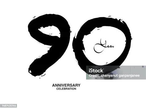 90주년 기념 벡터 템플릿 90자리 숫자 로고 디자인 90주년 블랙 레터링 숫자 브러시 그리기 손으로 그린 스케치 검은 숫자 기념일 벡터 그림 0명에 대한 스톡 벡터 아트