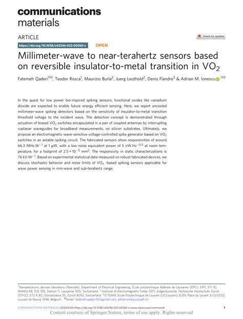 Pdf Millimeter Wave To Near Terahertz Sensors Based On Reversible Insulator To Metal