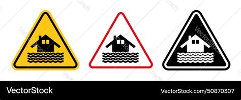 Flood Disaster Sign Icon Set Flood Prone Area Vector Image