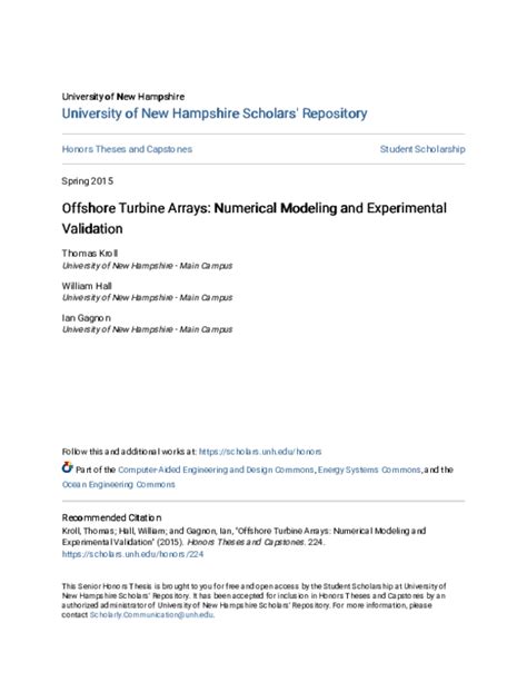 Pdf Offshore Turbine Arrays Numerical Modeling And Experimental