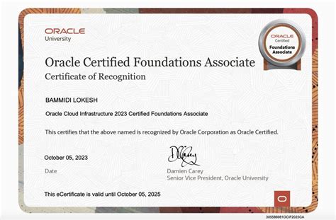 Bammidi Lokesh On Linkedin Oraclecloud Oraclecertified Oracleuniversity Wipro