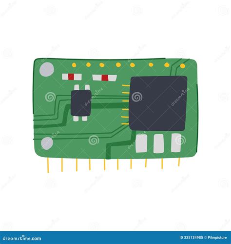 Microcontroller Set Cartoon Vector Illustration