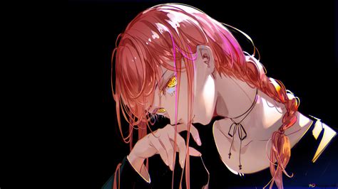 Makima Black Background From Chainsaw Man 4k Wallpaper Download