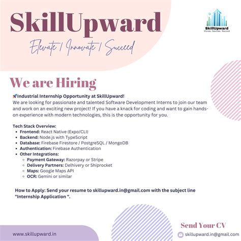 skillupward on linkedin internship hiring reactnative nodejs techcareers skillupward