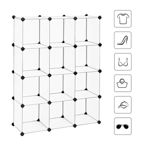 Songmics 12 Cube Diy Storage Organizer Modular Bookshelf White