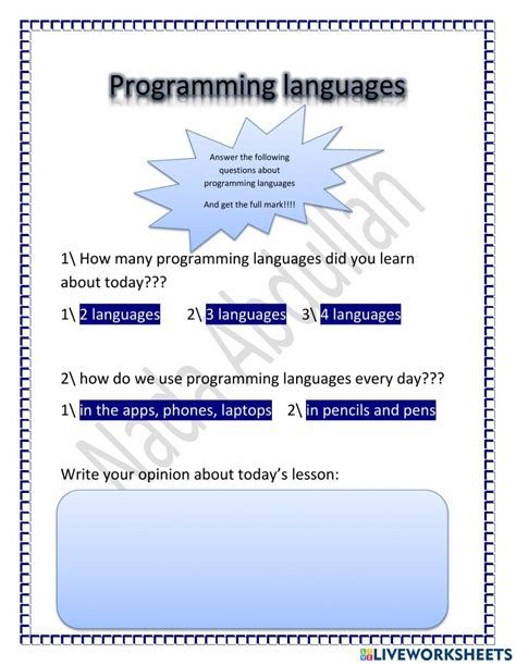 Programming Languages 2605 Nada Abdullah Live
