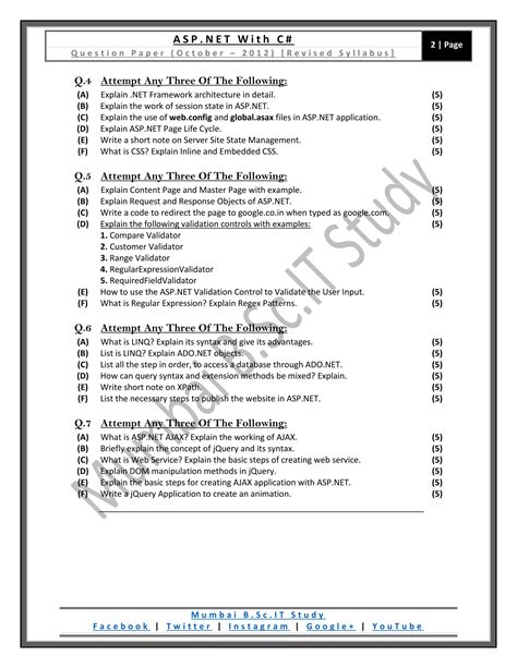 Aspnet With C Revised Syllabus Qp October 2012 Pdf