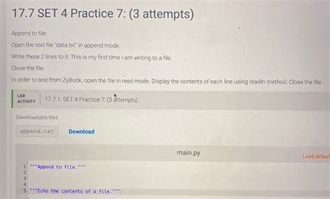 solved 17 7 set 4 practice 7 3 attempts append to file