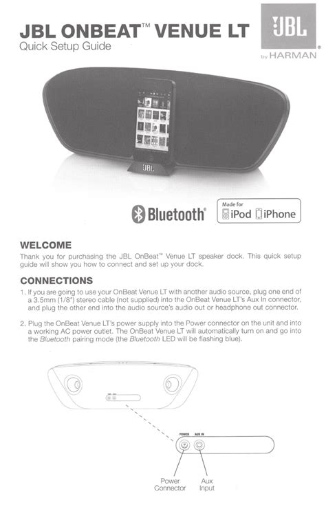 User Manual Jbl Onbeat Venue English Pages