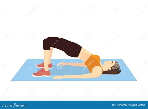 Woman Doing Exercise With Hip Lift For Firming Her Body Stock Vector