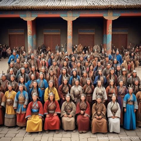 Please Generate A Picture Of The Scene Where The Tribes Of The Mongol Steppe Empire Are Gathered