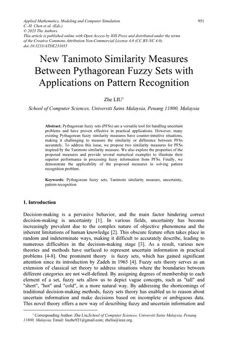 PDF New Tanimoto Similarity Measures Between Pythagorean Fuzzy Sets With Applications On