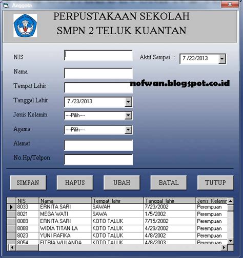 Tutorial Membuat Program Perpustakaan Form Anggota Perpustakaan Dengan