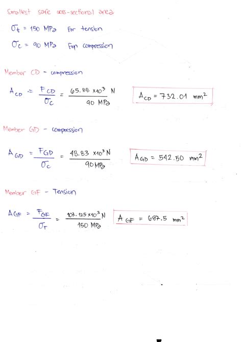 [solved] Determine The Smallest Safe Cross Sectional Areas Of Members Cd Course Hero