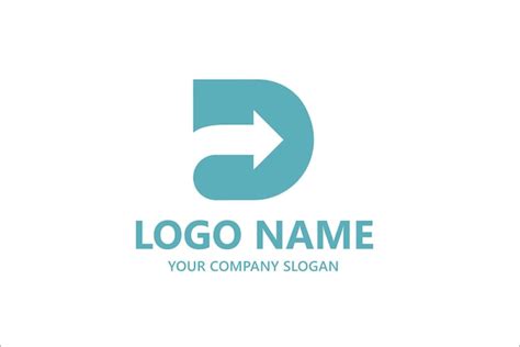 D 편지 모양 로고 템플릿 프리미엄 벡터