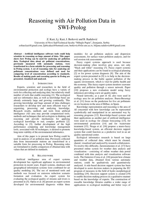 Pdf Reasoning With Air Pollution Data In Swi Prolog