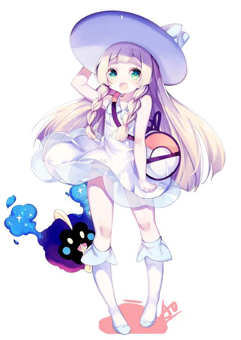 Safebooru 1girl Bag Bangs Blonde Hair Blush Braid Cosmog Dress Green