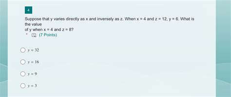 Solved Suppose That Y Varies Directly As X And Inversely As Chegg