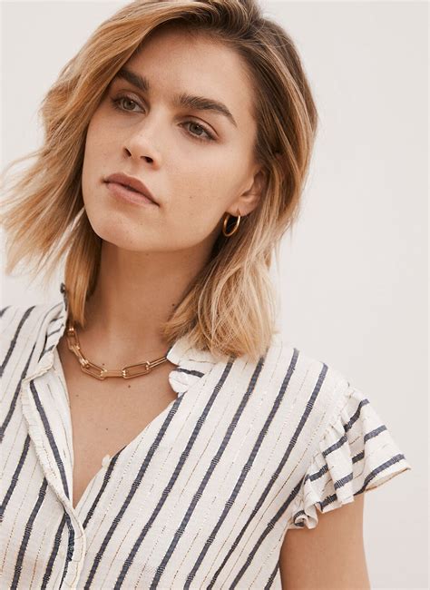 White Striped Ruffle Top Mint Velvet