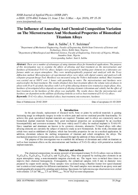 Pdf The Influence Of Annealing And Chemical Composition Variation On The Microstructure And