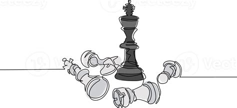 Single One Line Drawing Leader Success Concept Hand Drawn Queen Chess Figure As Symbol Of